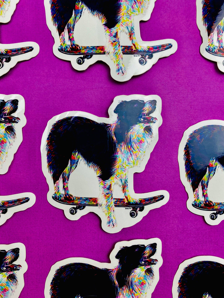 Border Collie Skateboard Dog Sticker – Eden's Flower Truck + Eden's ...